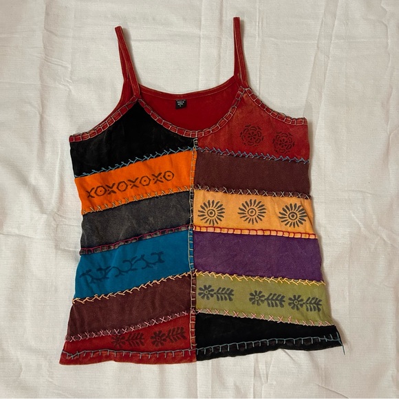 Tops | Patchwork Boho Hippie Tank Top | Poshmark